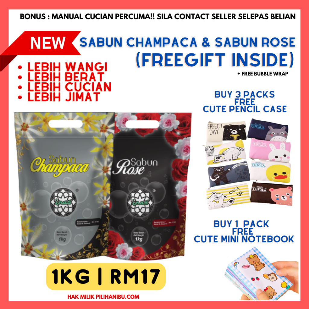 Original 1.0KG Sabun Inas Champaca Chempaka Cempaka Rose Ros Borong Serbaguna Pemutih Baju ...