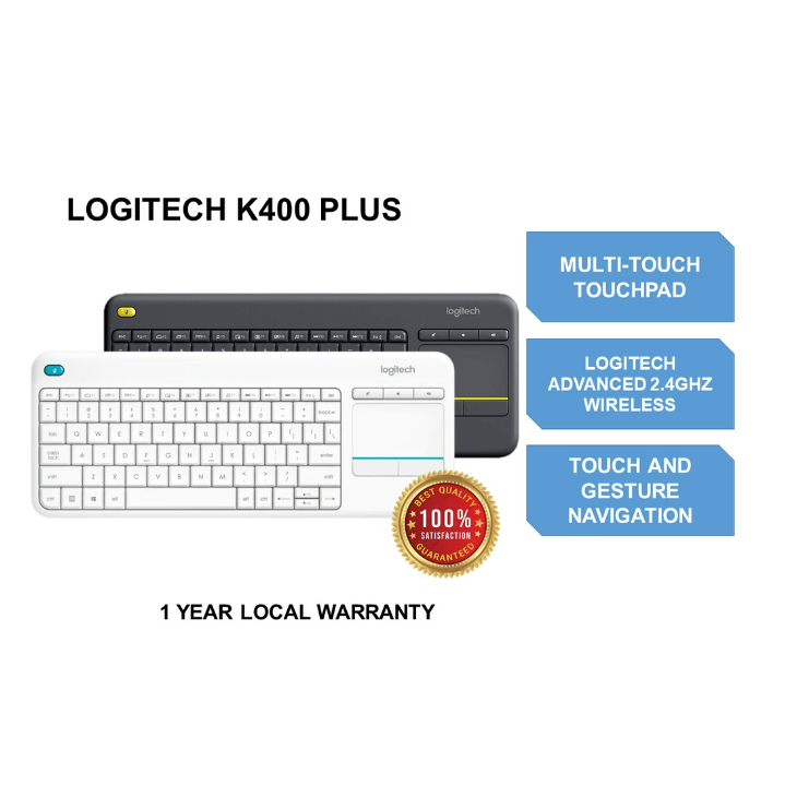 Logitech K400 Plus Wireless USB Touch Keyboard - Black/White | Shopee ...