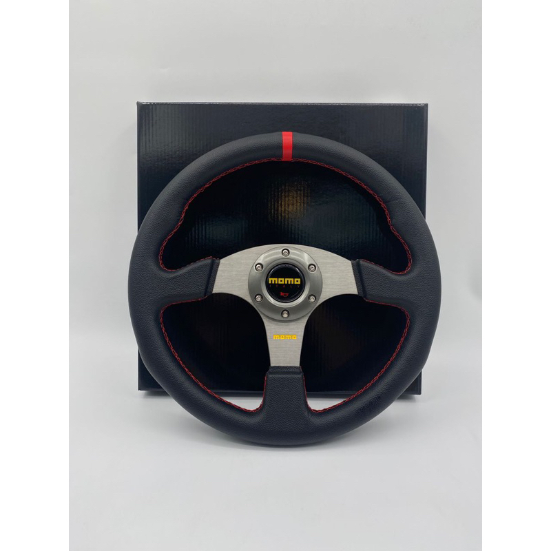Momo Steering Wheel Universal Leather 14 Inch Racing Sport Steering Wheel Black momo tuner ...