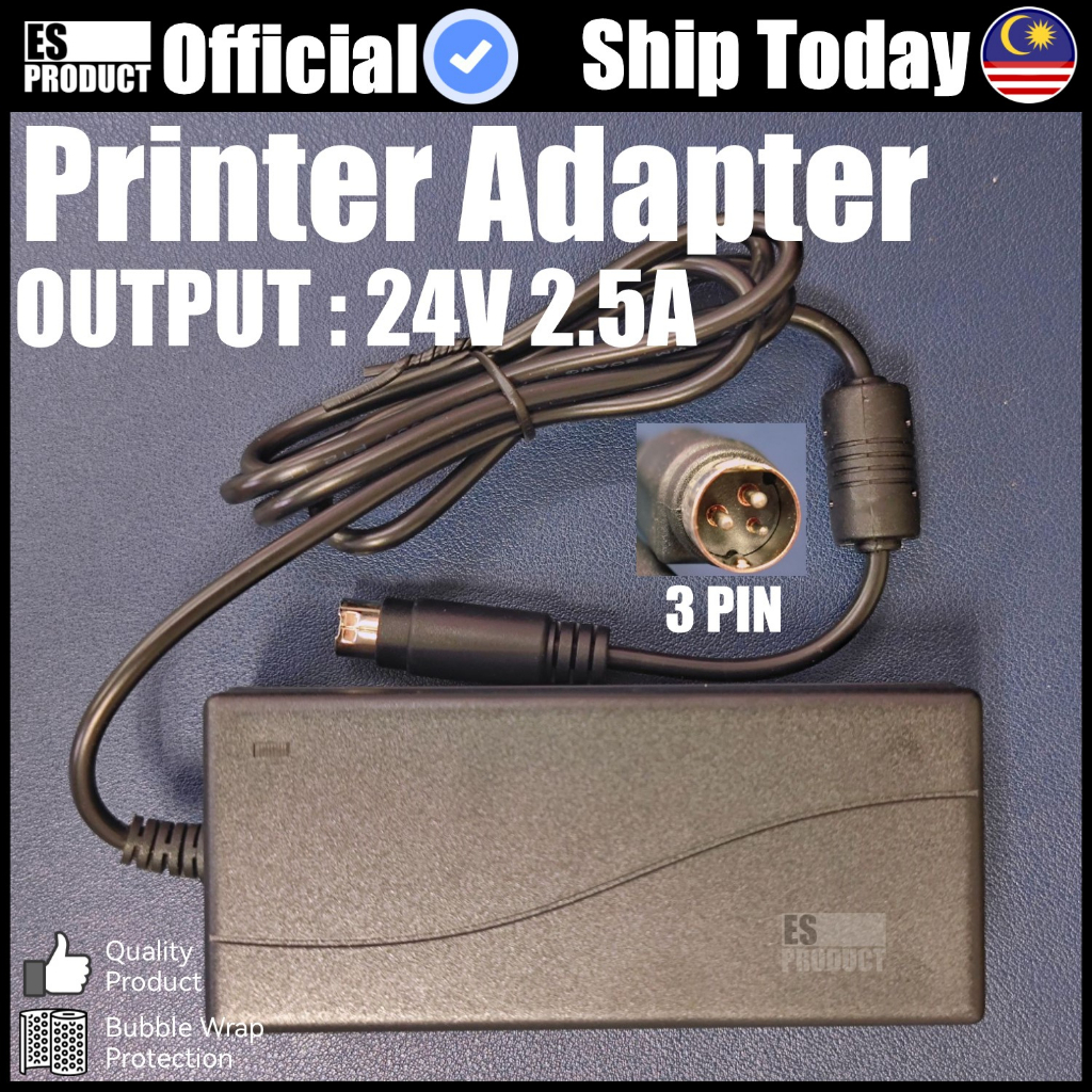Official High Quality 24V 2.5A 3 Pin Power Adapter For Thermal Receipt ...