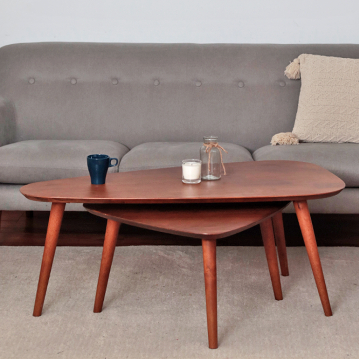 Set Meja Kopi Kayu HEDRA Modern Triangular Wooden Designer Coffee Table ...