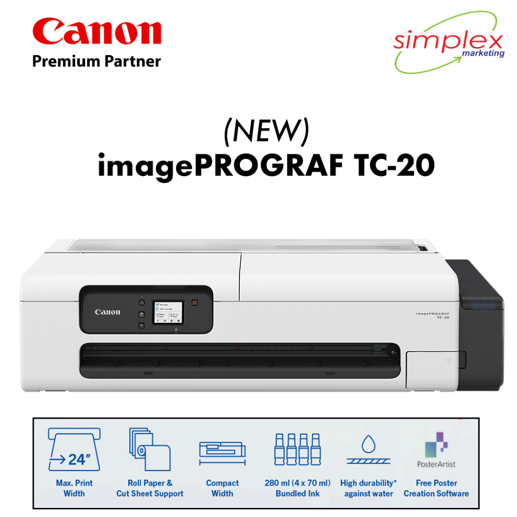 (NEW) Canon imagePROGRAF TC-20 | Desktop Large Format Printer 24" | Shopee Malaysia