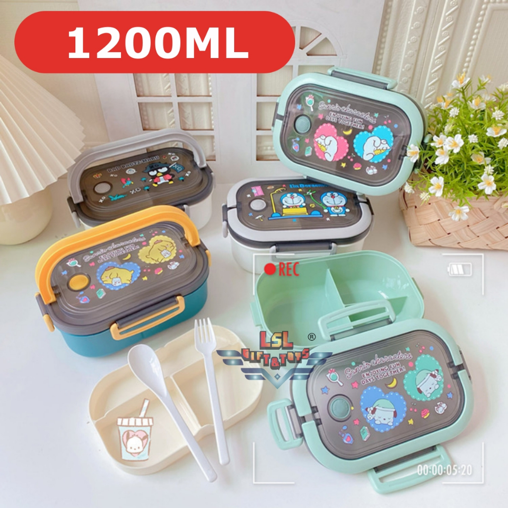 [H-240] LSL GIFTS Cartoon Kitty Frozen Doreamon Bento Lunch Box Carry ...