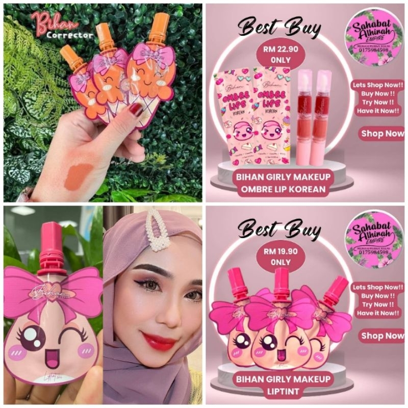 BIHAN GIRLY MAKEUP[foundation | Liptnt | corrector | Ombre Lips ...
