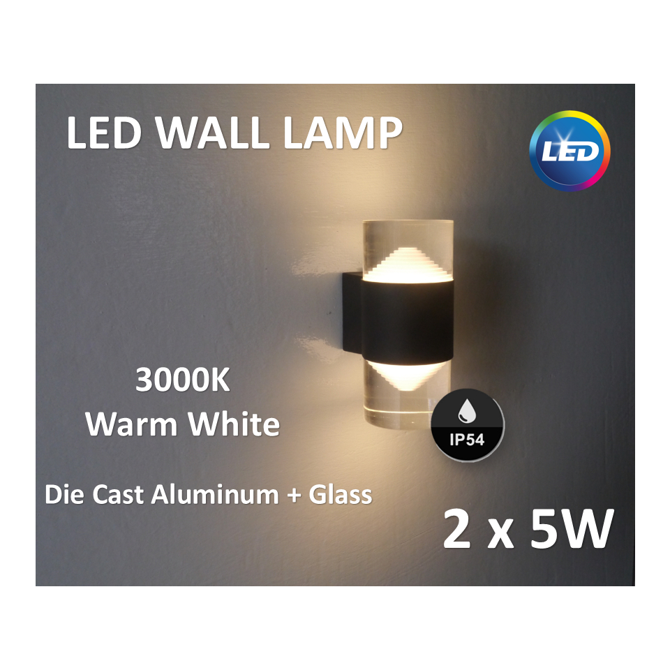 LED WALL LAMP IP54 Weatherproof 10W 3000K WARM WHITE (OUTDOOR / INDOOR ...
