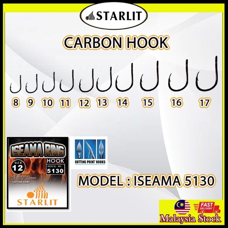 STARLIT ISEAMA RING 5130 HI-CARB9N FISHING HOOK | Shopee Malaysia