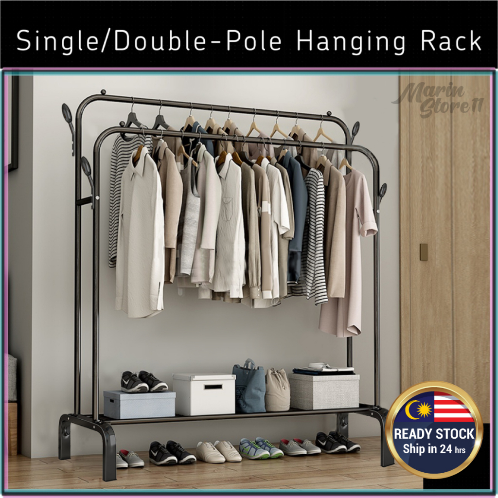 Simple Clothes Hanger Rack Laundry Cloth Hanger Rak Besi Gantung Baju ...