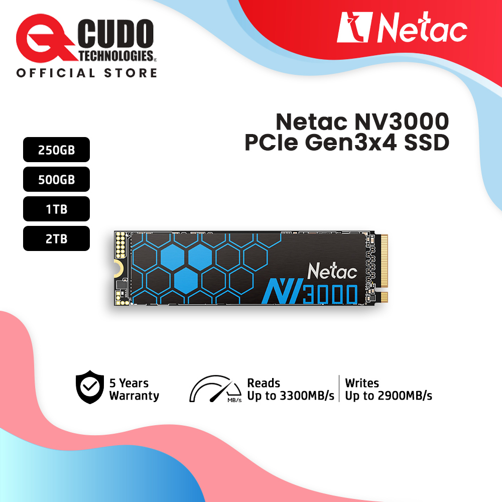 Netac NV3000 PCIe Gen3 NVMe M.2 SSD (250GB/500GB/1TB) | Shopee Malaysia