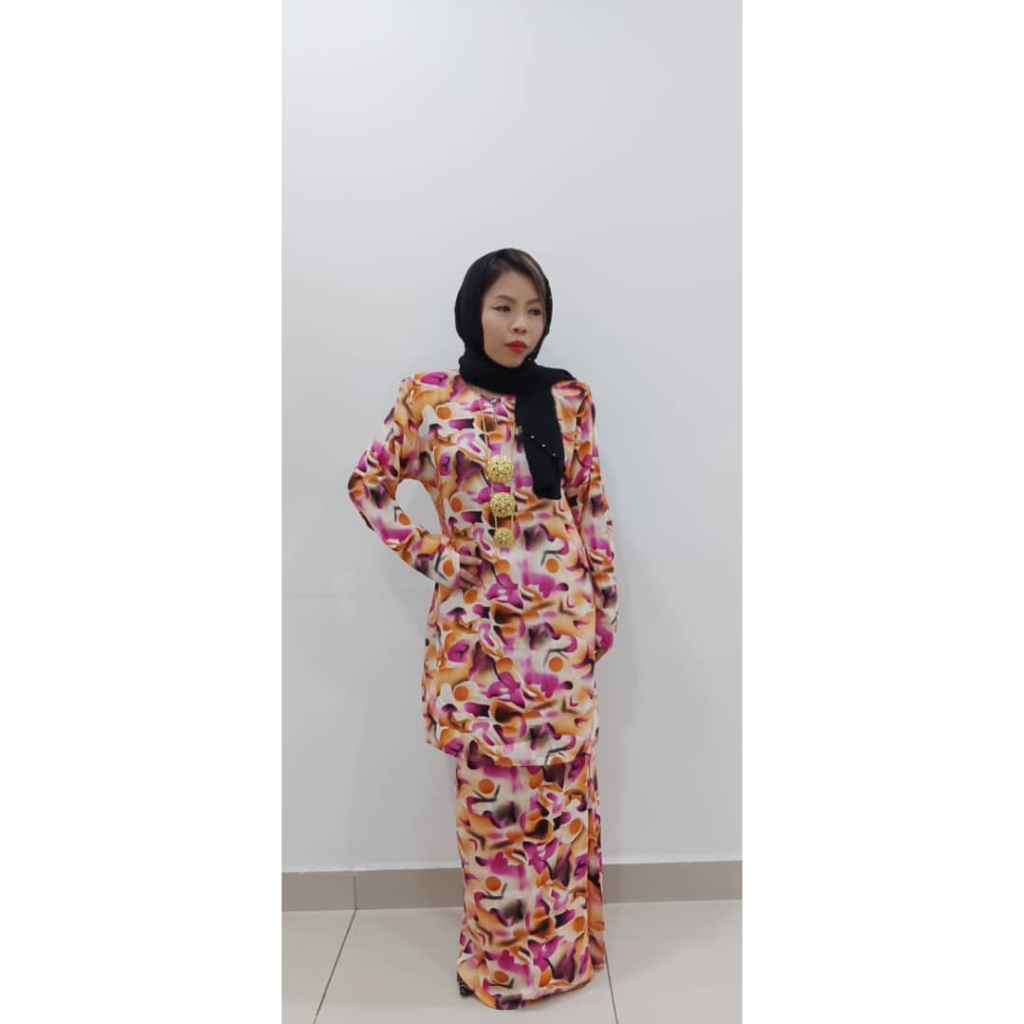BAJU KURUNG ANGGUN MODEN Plus Size CORAK BUNGA WARNA 2023 IRONLESS Kain ...