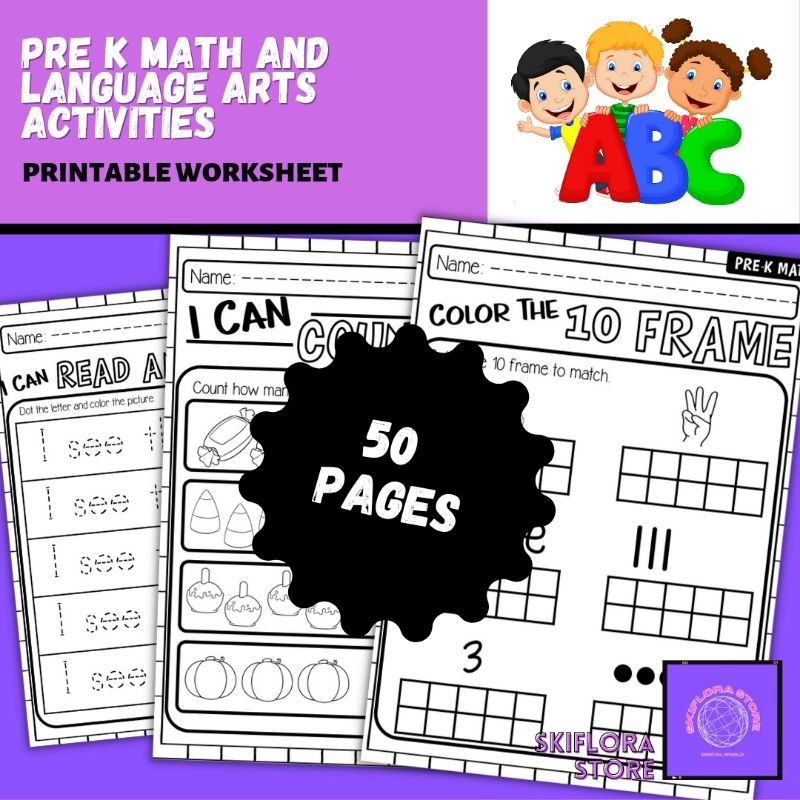 [SS179] Preschool Activities Worksheet Math & Language Arts | Tracing ...