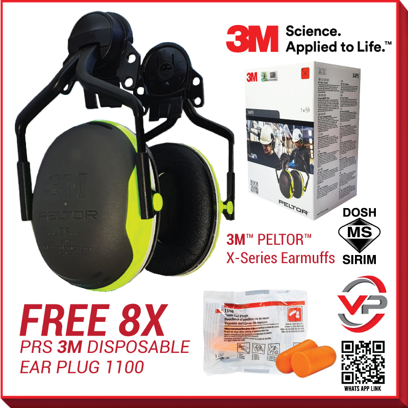 3M™ PELTOR™ Earmuffs Helmet Mounted X4P5E, SNR 32 dB, Hi-Viz, , CE ...