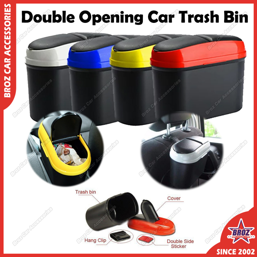 Double Opening Car Trash Bin Mini Dustbin Storage Box Convenient ...