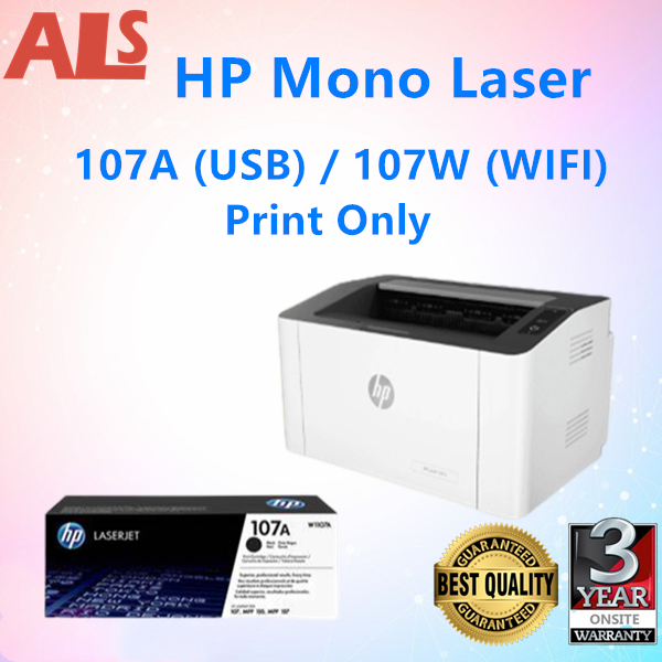 HP Mono Laser Printer 107a 4ZB77A (USB) / 107w 4ZB78A (Wireless ...