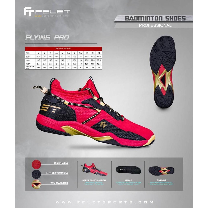 FELET FLYING PRO BADMINTON SHOES PRO SERIES (100% ORIGINAL) | Shopee ...