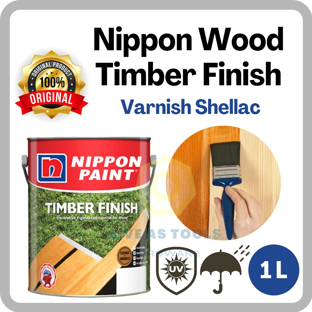 1L Nippon Paint ( Timber Finish ) Cat Varnish Kilat Shellac Kayu Syelek ...