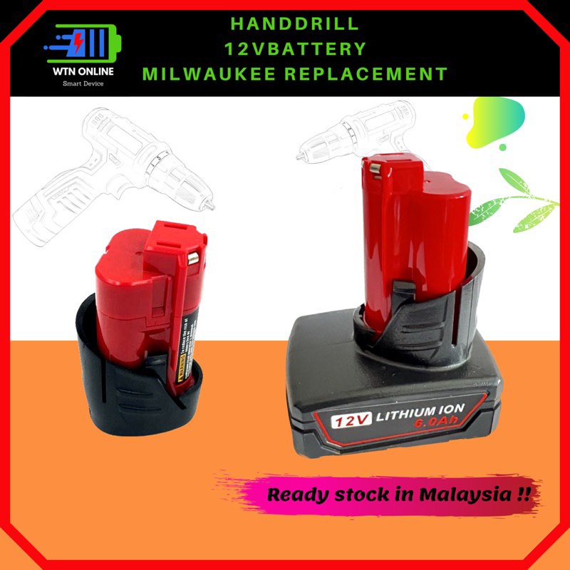 MILWAUKEE M12 Replacement Battery 12V 1.5A /4.0A / 6.0A | Shopee Malaysia