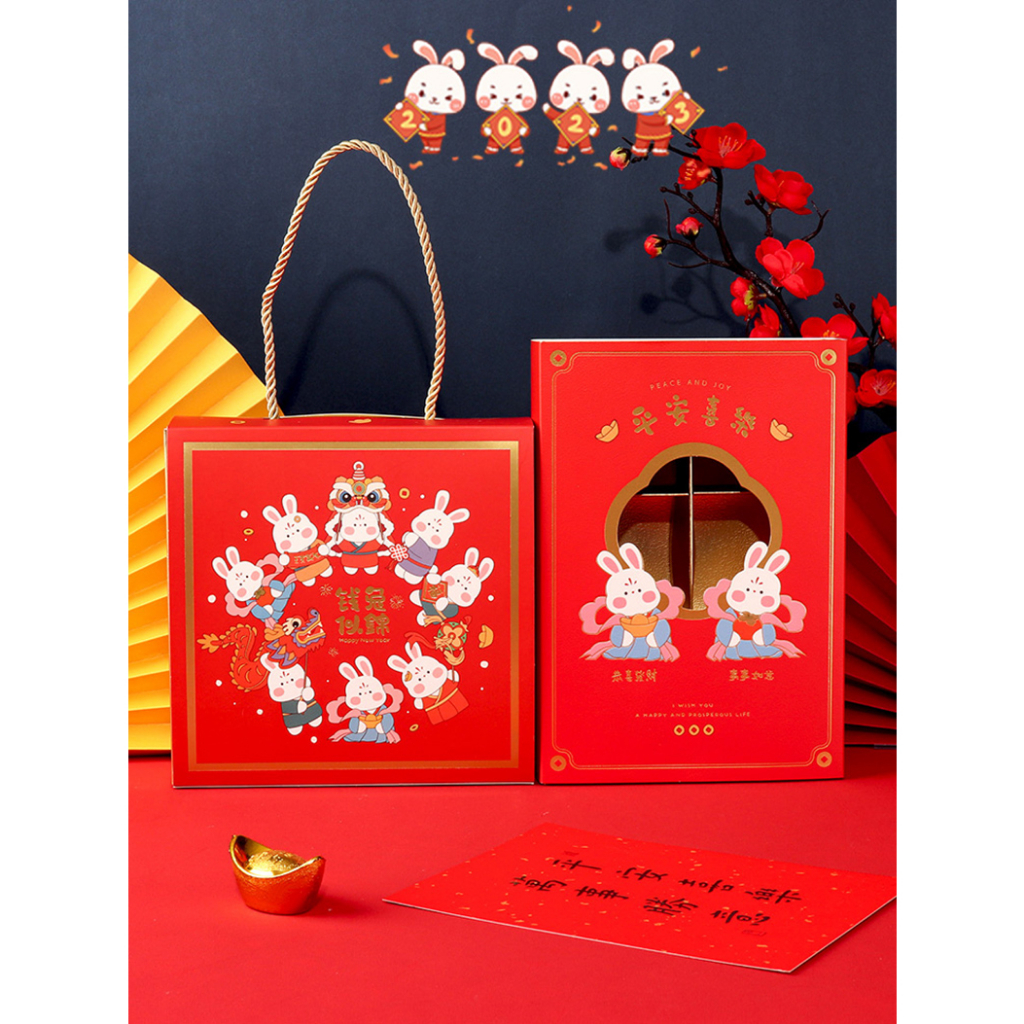 Red Bunny 4 Cavity/6 Cavity Mid Autumn Mooncake Box Baking Box 红色兔子4格6 ...
