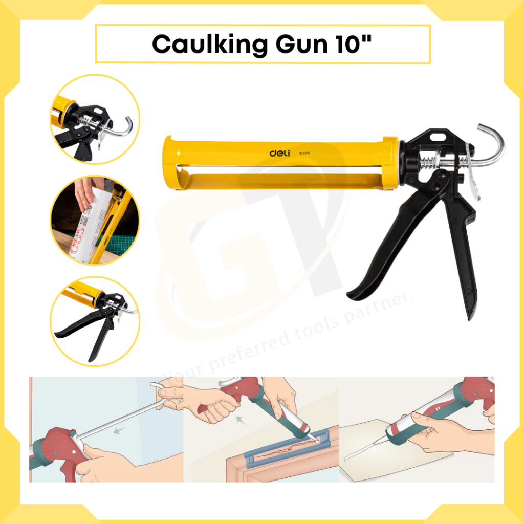 9" Deli DL2370 Caulking Gun | Silicon Gun Pistol Caulking Pistol ...