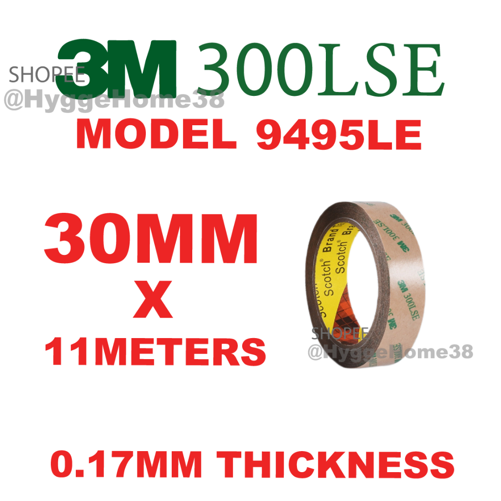 3M Thin Double Sided Tape 300LSE Transparent Adhesive PET 9495LE Low Surface Energy Plastics ...