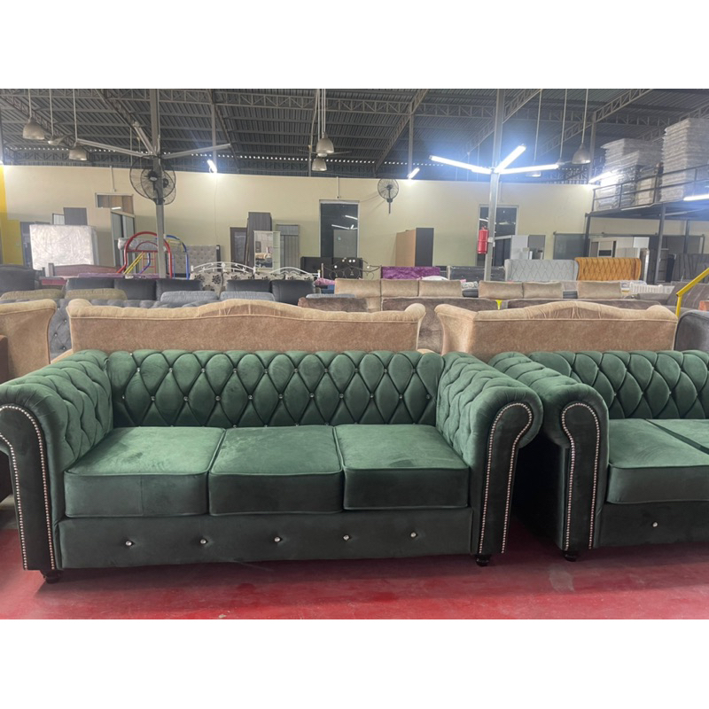 Sofa Chesterfield 321 modern /Sofa Baldu Velvet | Shopee Malaysia