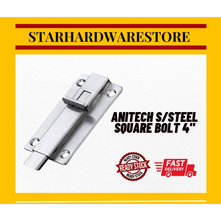 4'' Square Bolt Slug Stainless Steel Security Safety Door Latch Door ...