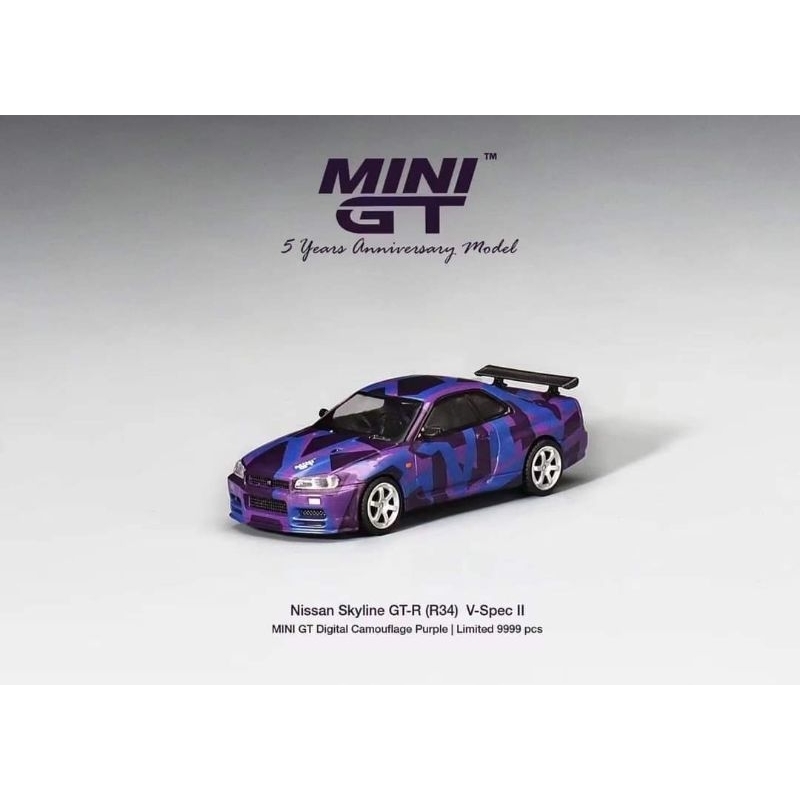 Mini GT 5 Years Anniversary Model ️446 Nissan Skyline GT-R(R34) V-Spec ...