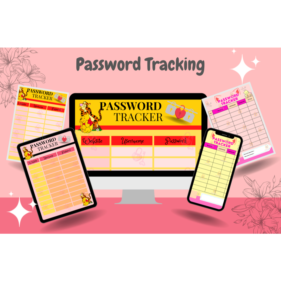 Password Book Tracker Digital / Password Notebooks Printable | Shopee ...
