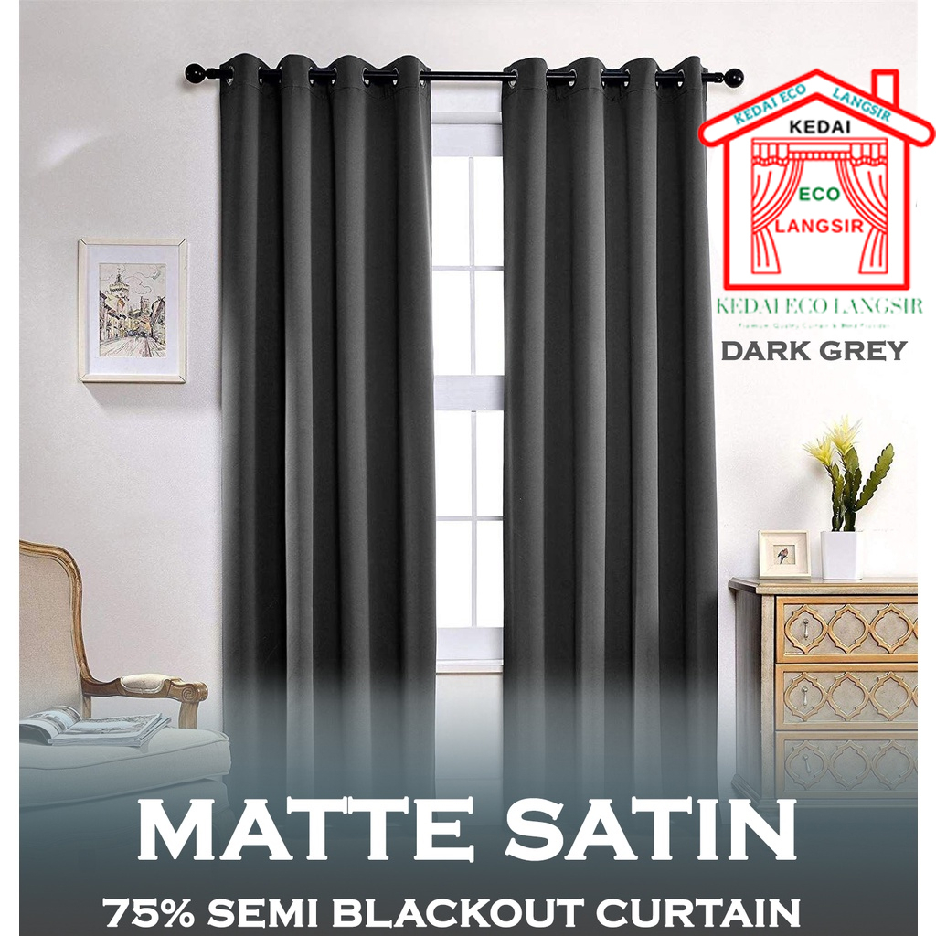 Iris Curtain 34# DARK GREY (170CM-400CM) Semi Blackout Ready made ...