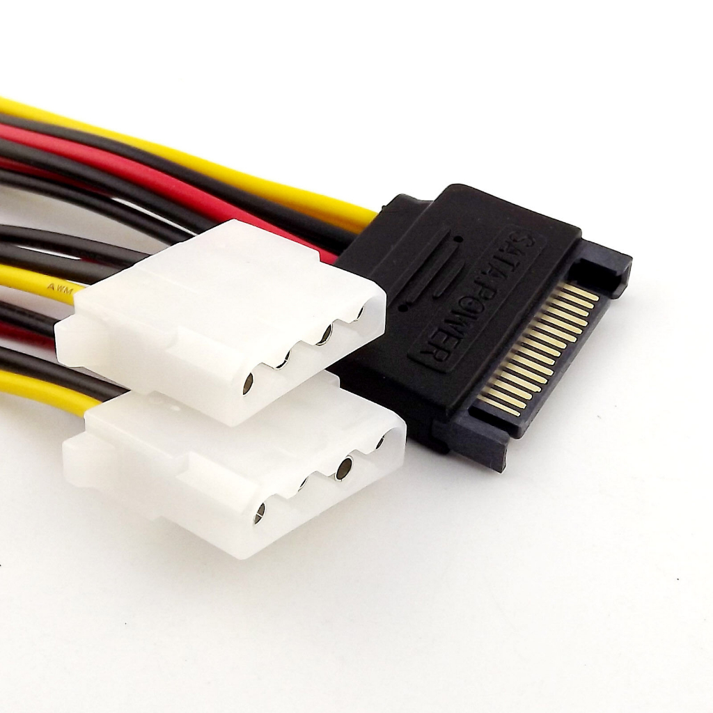 15 Pin SATA Male to Dual 4 Pin Molex IDE Female Y Splitter Power ...