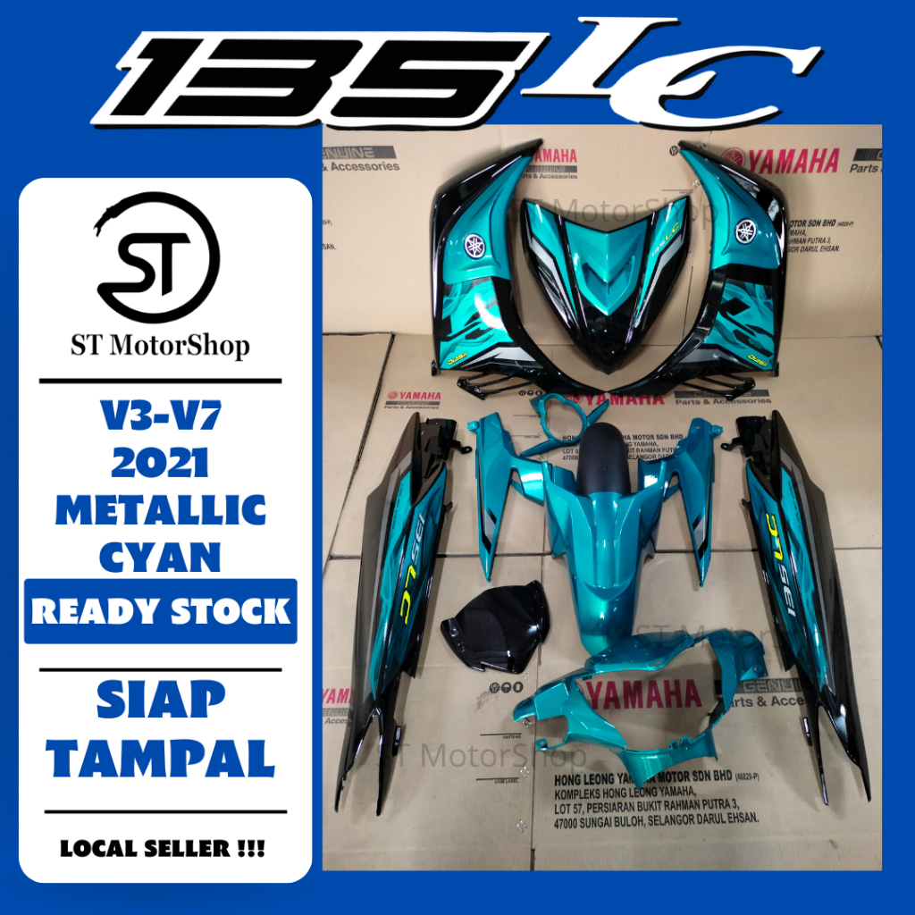 YAMAHA LC-135 LC135 V4-V7 2021 METALLIC CYAN COVER SET (SIAP TAMPAL ...