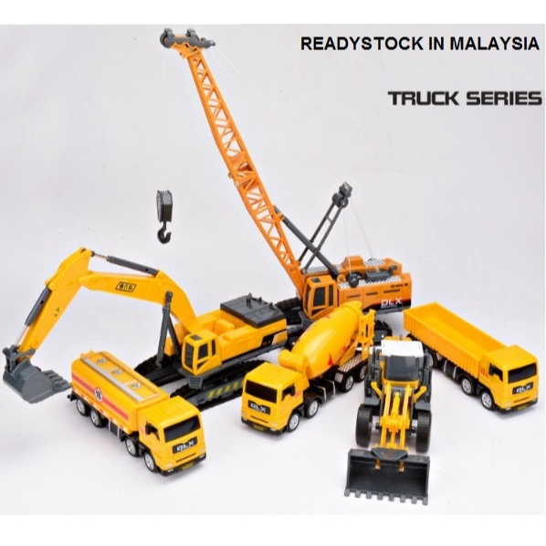 Car Toy Truck Toys Excavator Crane Mainan Budak Bulldozer Trailer Mixer ...