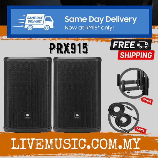 JBL PRX915 15-inch Powered Loudspeaker With Speaker Stand And Cable ...