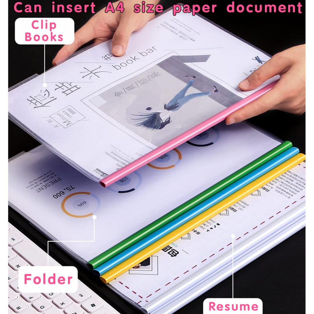 WallPlaza Readystock - PVC Slide Binder A4 Size Slot Document A4 File ...