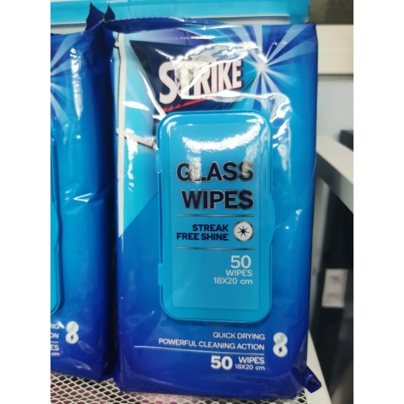 Strike Powerful Cleaning Action Glass Wipes 50 wipes 18x20cm | Shopee ...