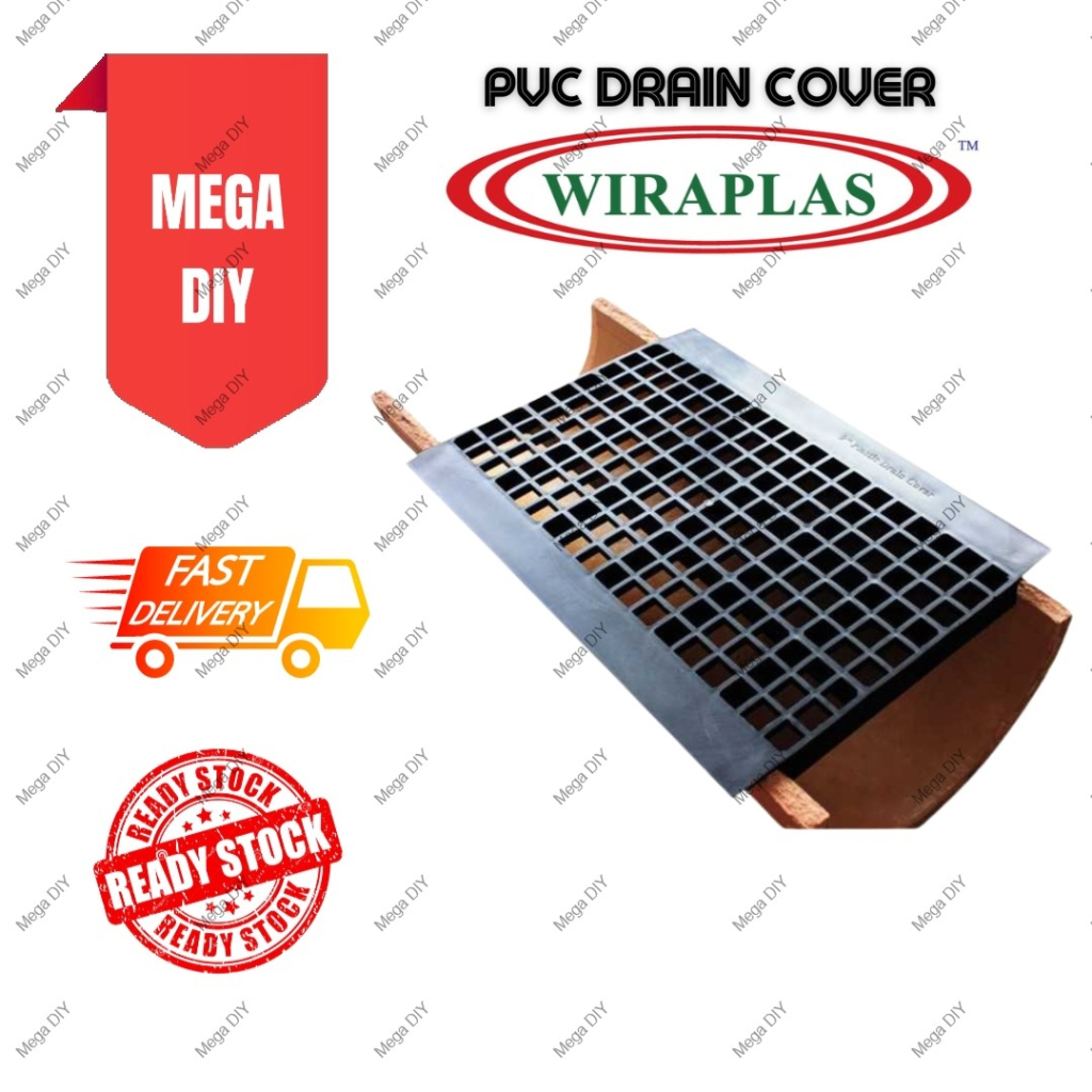 9" x 17" Wiraplas PVC Plastic Drain Cover with UV Shield / Penutup ...
