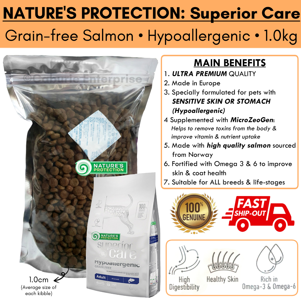 NATURE'S PROTECTION: Hypoallergenic (1kg REPACK) - Grain-free, SALMON ...