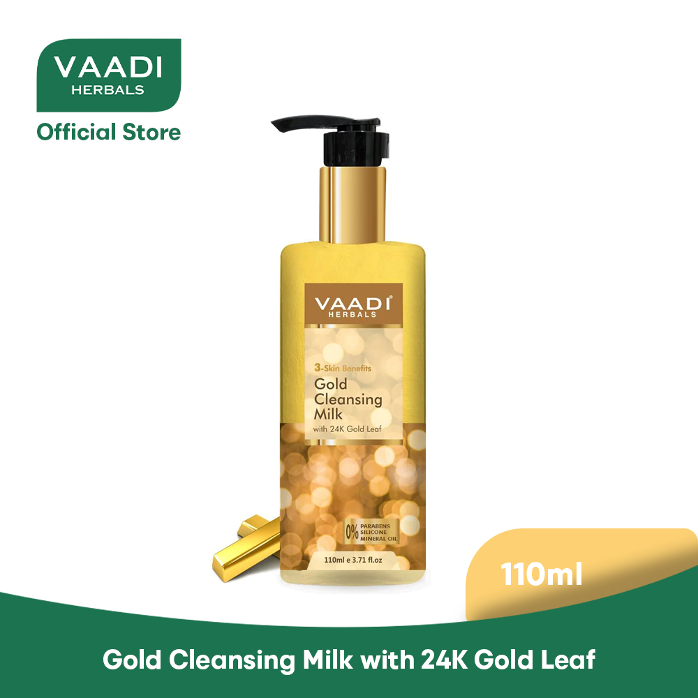 VAADI HERBALS Gold Cleansing Milk With 24K GOLD Leaf, Triple Action ...