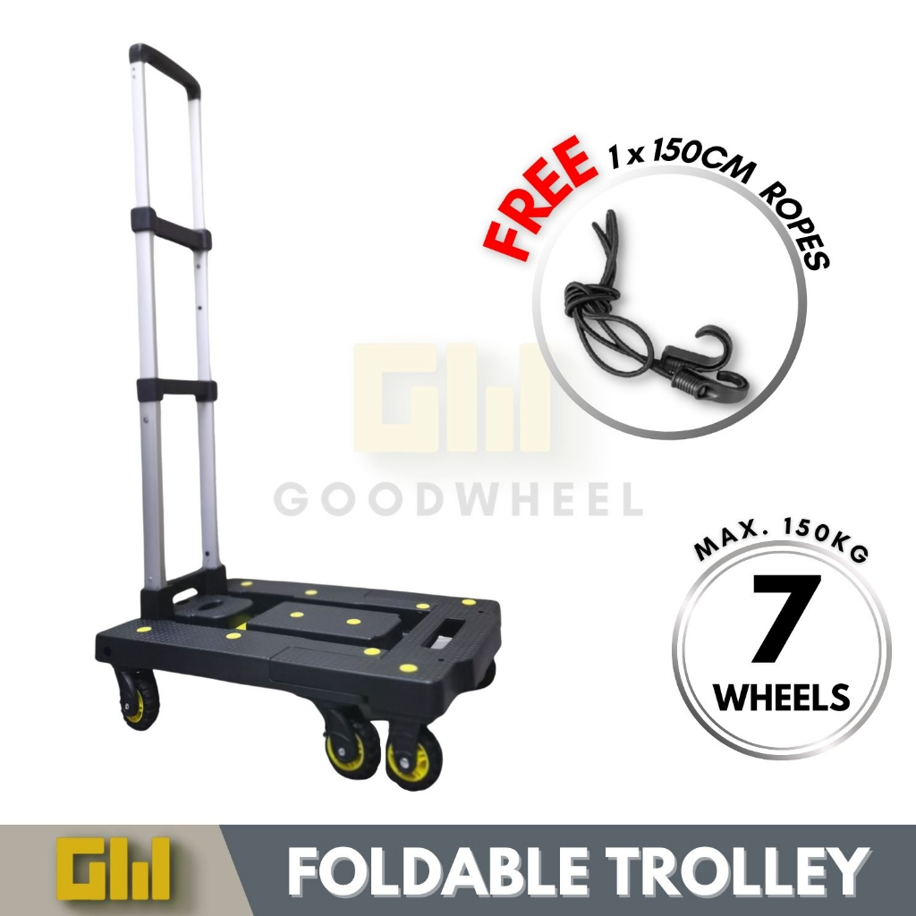 GOODWHEEL 150kg Portable Trolley Wagon Cart with 7 Wheels Multi-Purpose ...