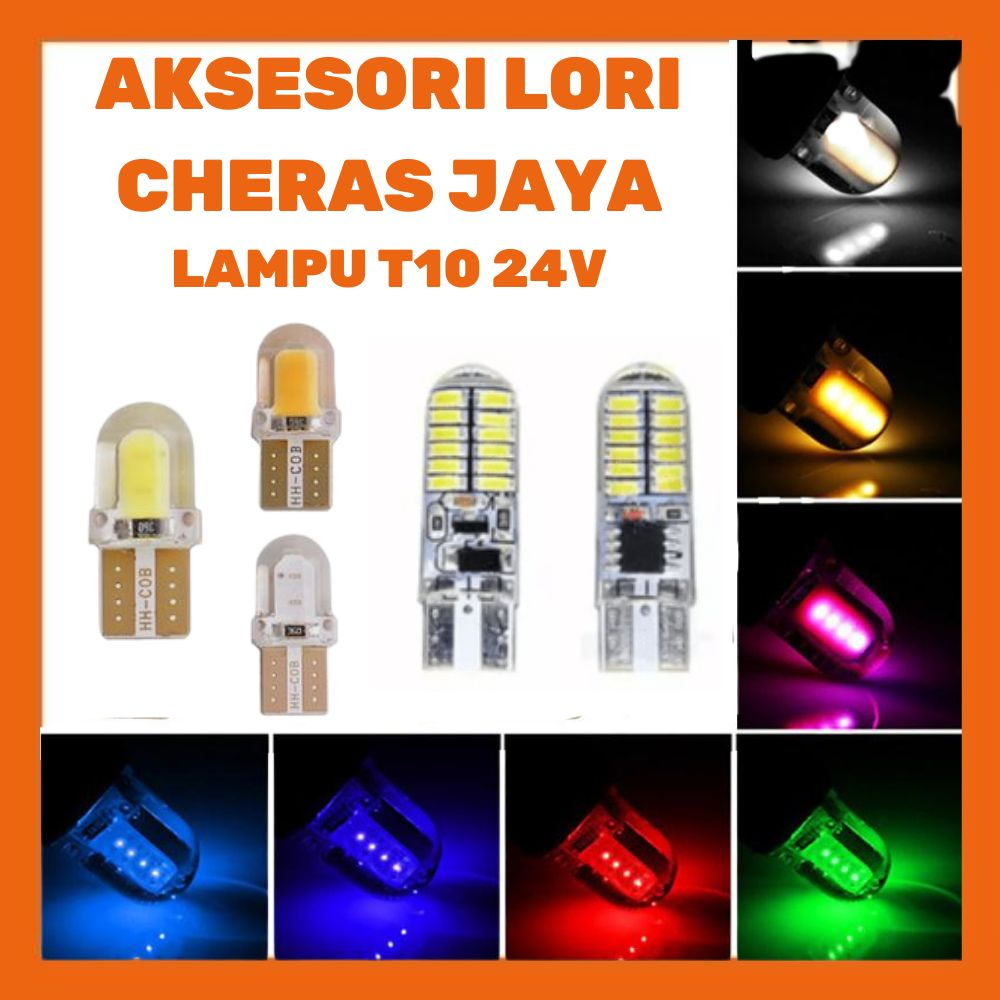 AKSESORI LORI CHERAS JAYA LAMPU T10 COB 24V T10 LED LIGHT 24V LORRY TRUCK TRAILER LORI W5W MERAH ...
