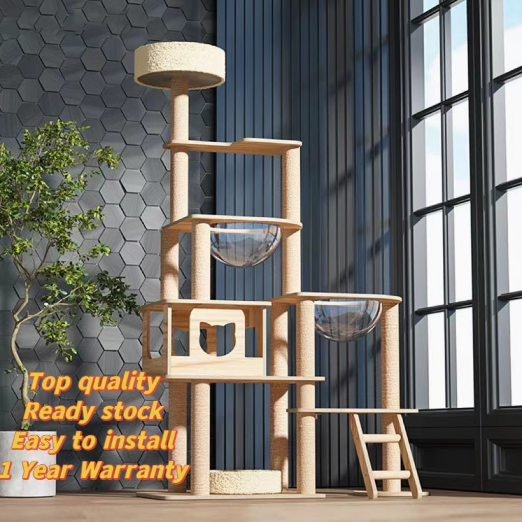Premium Large Cat Tree House Wood Cat Condo Bed Scratcher House Cat