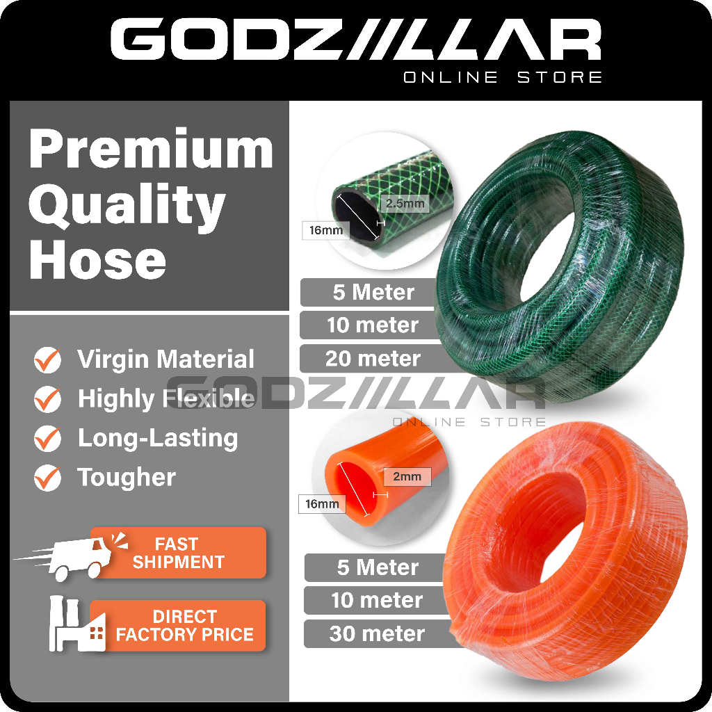PVC Braided Rubber Garden Hose | Paip/Hos Getah Oren Getah Paip Water Hose (5 Meter / 10 Meter ...