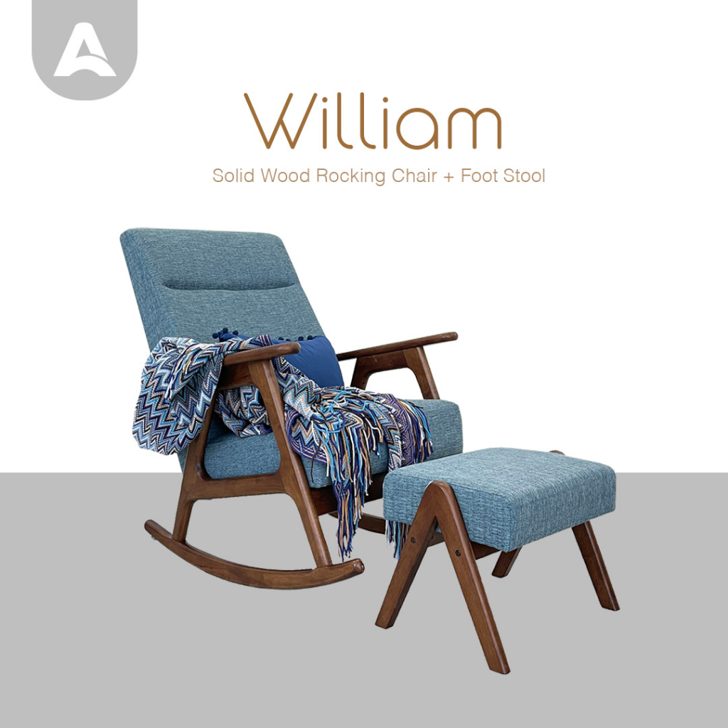 Arturo - William Solid Wood Rocking Chair + Stool | Rocking Chair Only ...