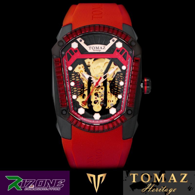 TOMAZ Watch GT Skeleton TW028-D4 [Black/Red/Gold] Red Swarovski Red ...