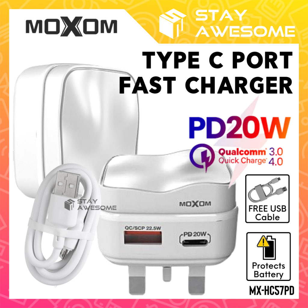 MOXOM Charger Adapter Fast Charging Type C Portable USB C Android ...