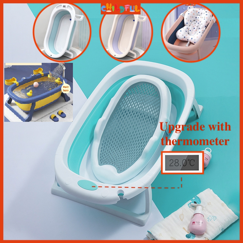 CHILDFUL Temperature Bath Tub Foldable Baby Bath Tub Heat Baby Bathtub ...