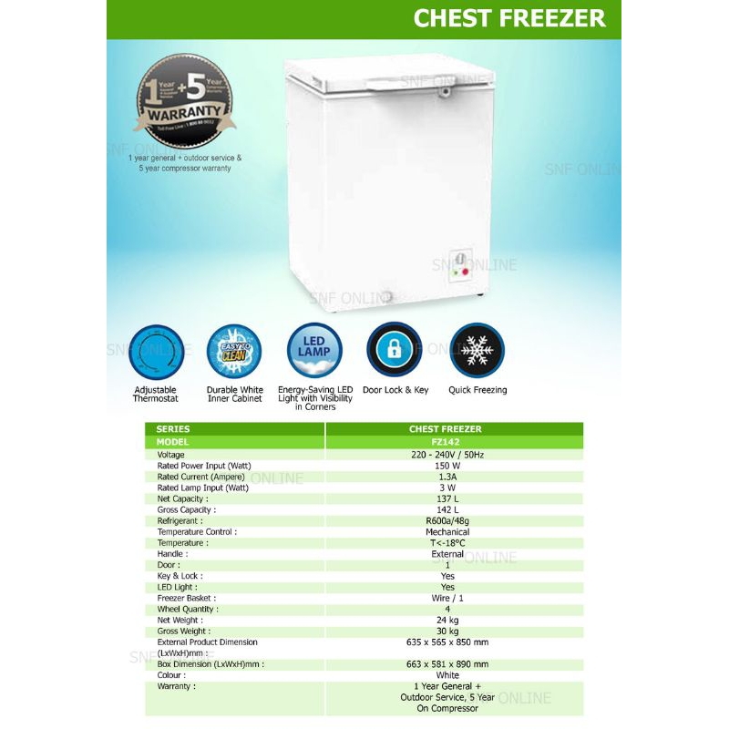 Khind Chest Freezer 142L FZ142 | Shopee Malaysia