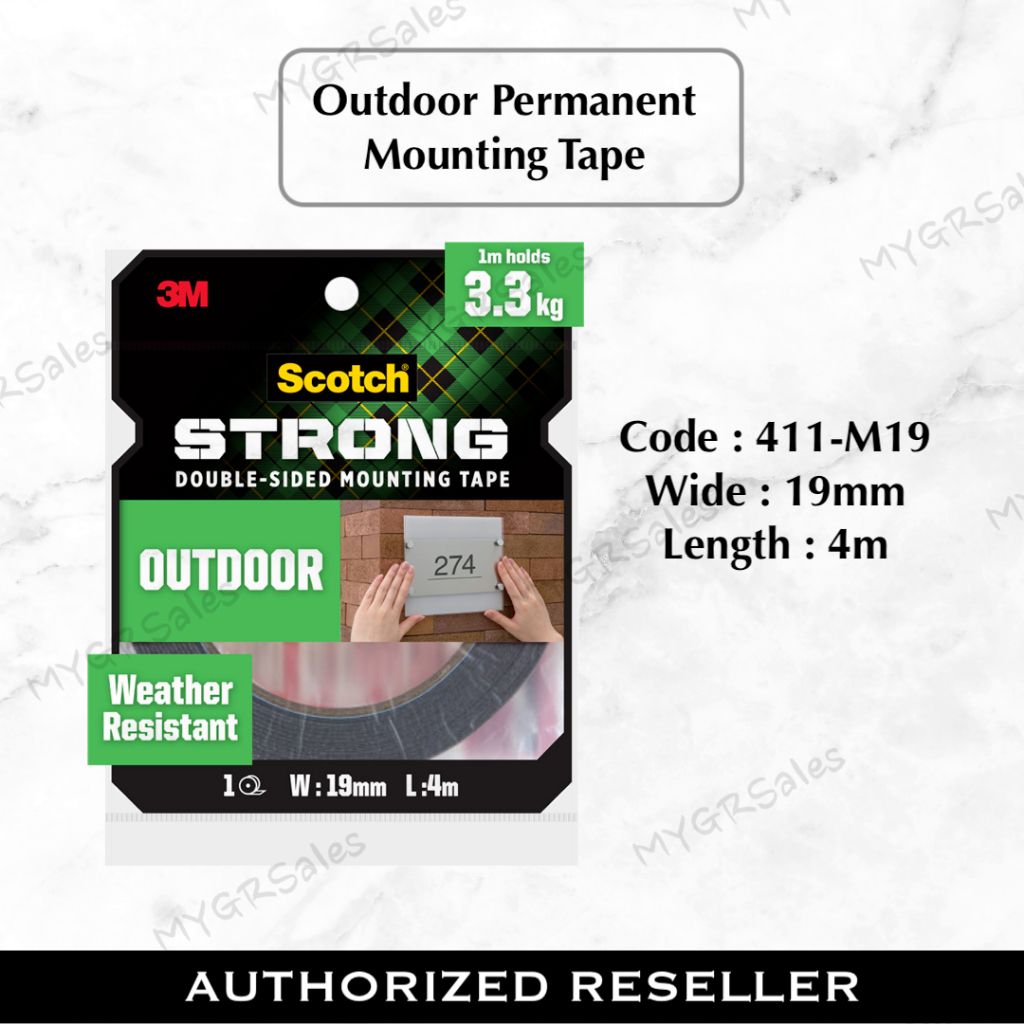 3M Scotch Extreme Outdoor Permanent Double-sided Mounting Tape (1 roll/pack) 414 / 411 | Shopee ...