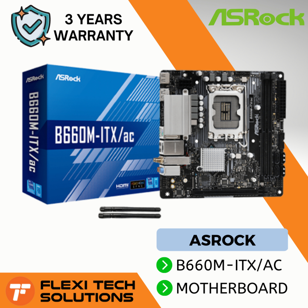 Flexi Tech ASROCK B660M-ITX/AC 12th Gen Intel® Core™ Processors LGA1700 ...