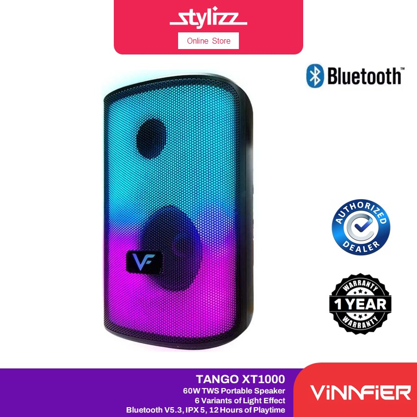 VINNFIER TANGO XT1000 TWS PORTABLE SPEAKER - 60W MAX OUTPUT, WATER ...