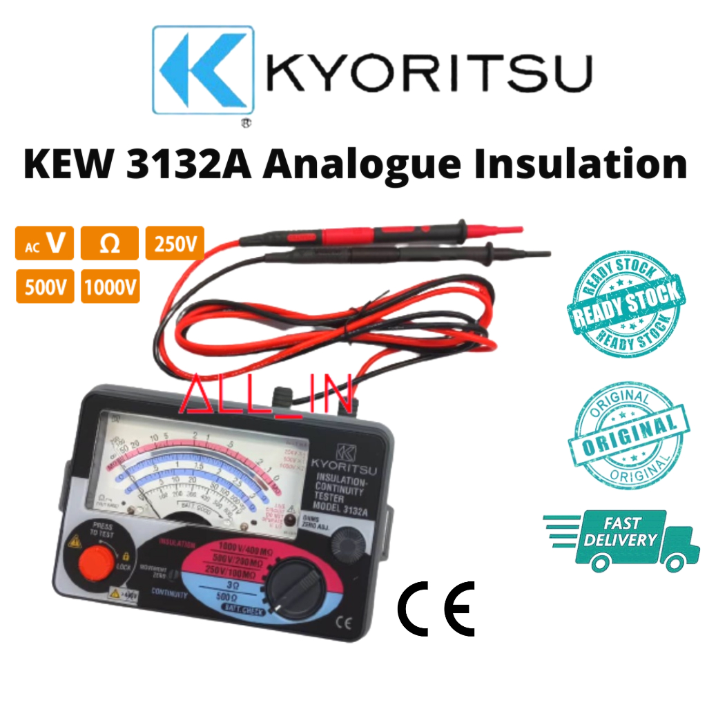 Kyoritsu KEW 3132A Analogue Insulation / Continuity Testers | Shopee ...